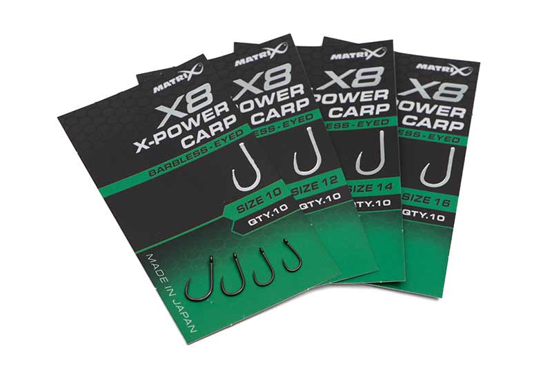 Matrix X8 X-Power Carp Barbless Eyed Hooks • NEXT DAY DELIVERY • TT